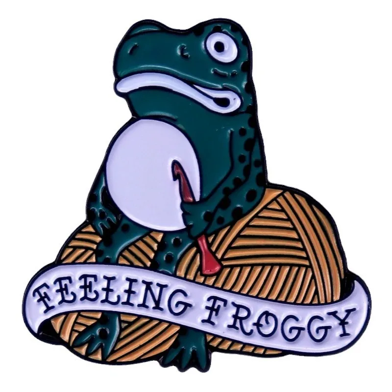 Feeling-Froggy-Crochet-Enamel-Pins-Badges-Lapel-pins-Brooches-Women-Men ...