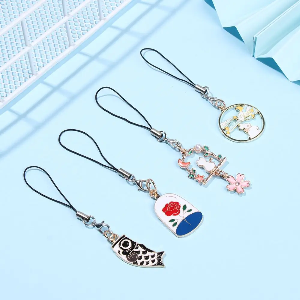 Japanese style Cat keychain Mini Phone Case Pendant Phone Key Strap ...