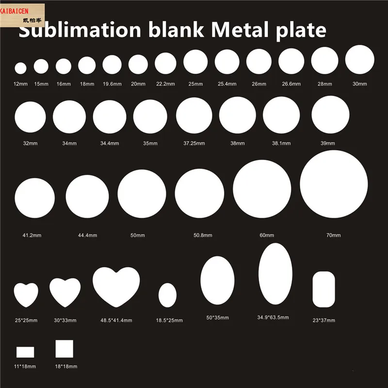 100Pcs Customrized Size Blank Sublimation Round Metal Plates For DIY ...