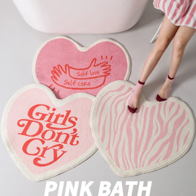 Bedroom-Rug-Pink-Love-Cute-Girl-Room-Carpet-Round-Play-Mat-Polyester ...