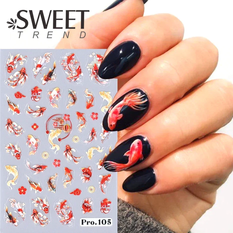 3D-Cartoon-Series-Nail-Art-Stickers-Kawaii-Koi-Carp-Fish-Design-Nail ...