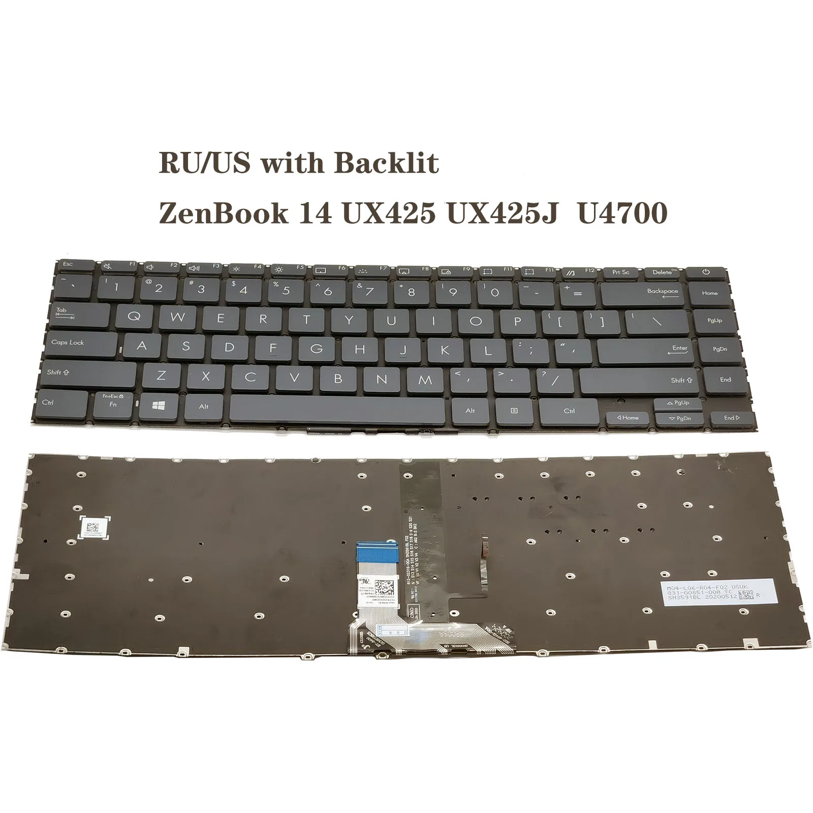 RU US laptop Keyboard for Asus ZenBook 14 UX425 UX425J UX425JA UX425E ...