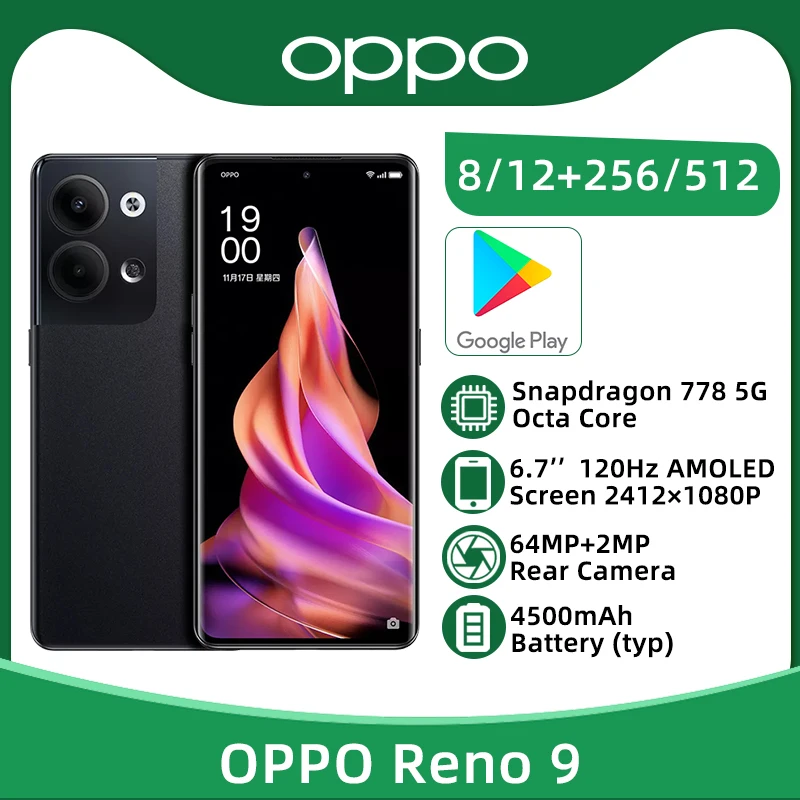 Oppo Reno 9 8gb 256gb Mobile Phone Snapdragon 778g 5g Smartphone 6.7 ...