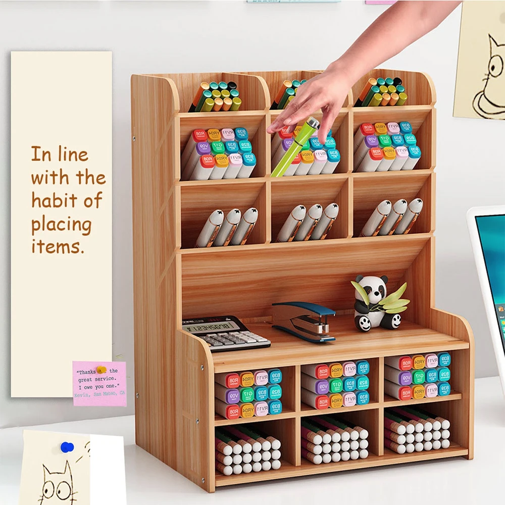 Wood Desktop Organizer Stand