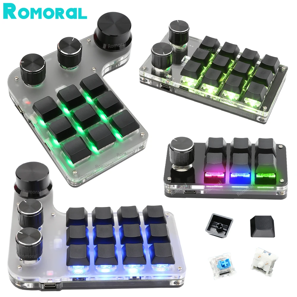 Programming Macro Keyboard RGB Custom Knob Keyboard 3/6/12 Key 1/2 Knob Gaming Mini Keyboard ...