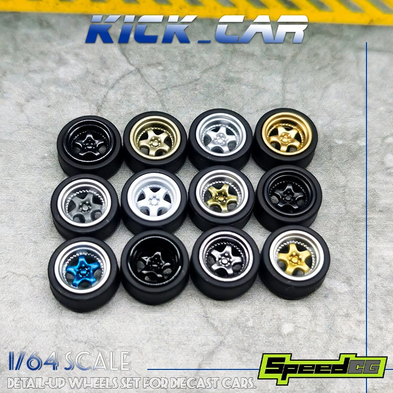SpeedCG 1/64 ABS Wheels with RubberTire Type J Modified Parts Diameter 10mm For Racing Vehicle ...