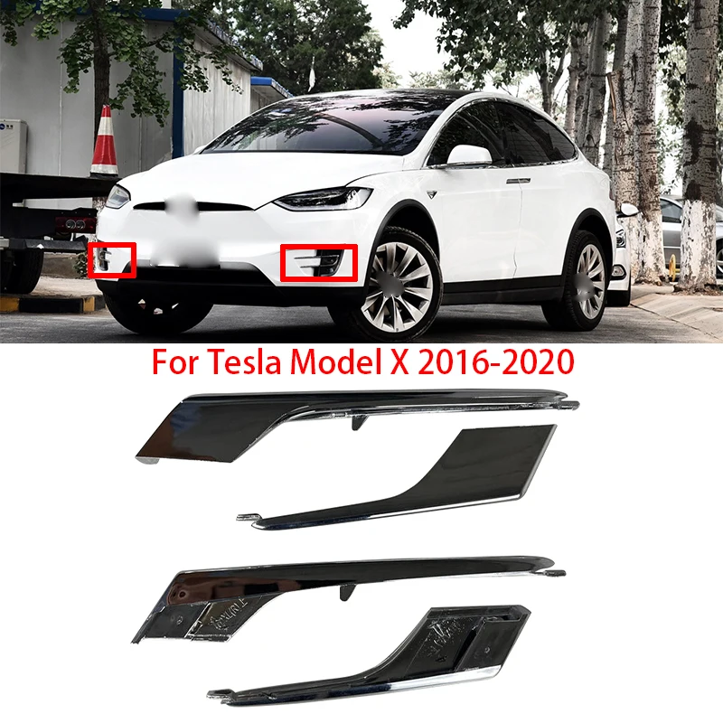 Front-Bumper-Fog-Light-Chrome-Trim-Molding-For-Tesla-Model-X-2016-2020 ...