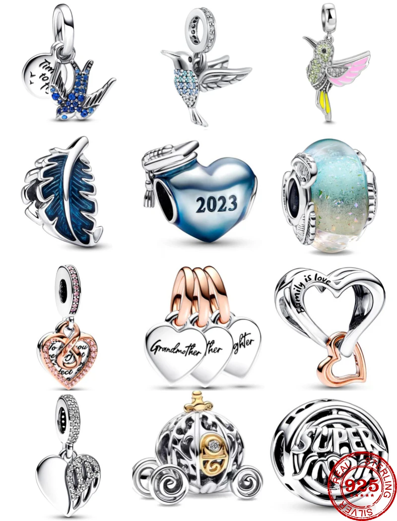 Cuentas de plata de ley 925 para mujer, abalorios con forma de corazón ...