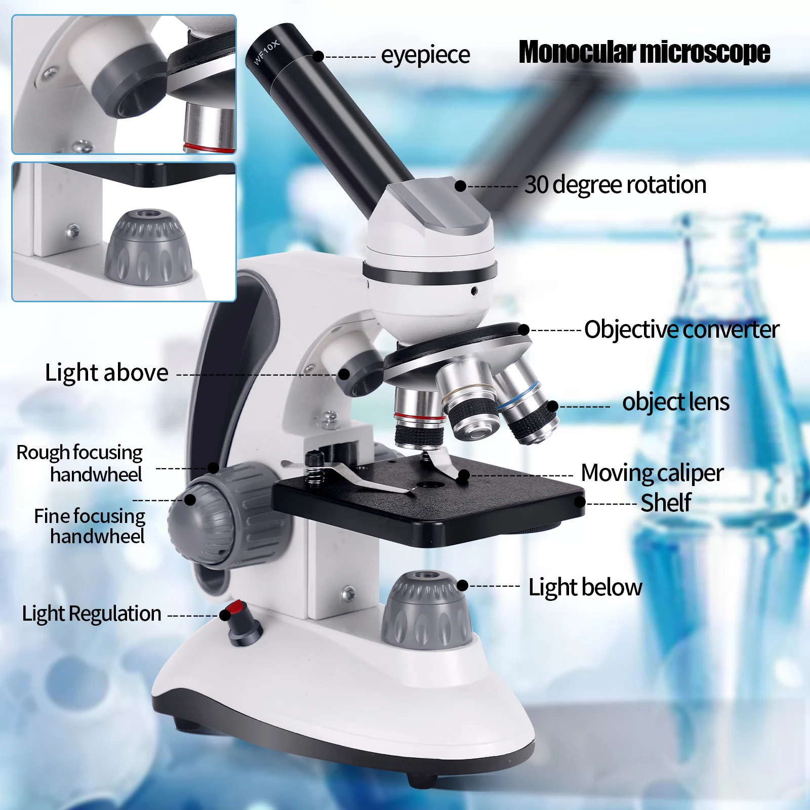 Monocular Microscope Professional Optical University Laboratory Primary ...
