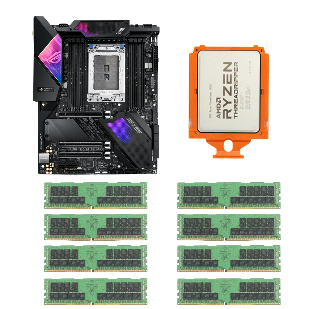 ROG STRIX TRX40 XE 게이밍 마더보드, AMD Ryzen Threadripper 3970X CPU, 8x32GB ...
