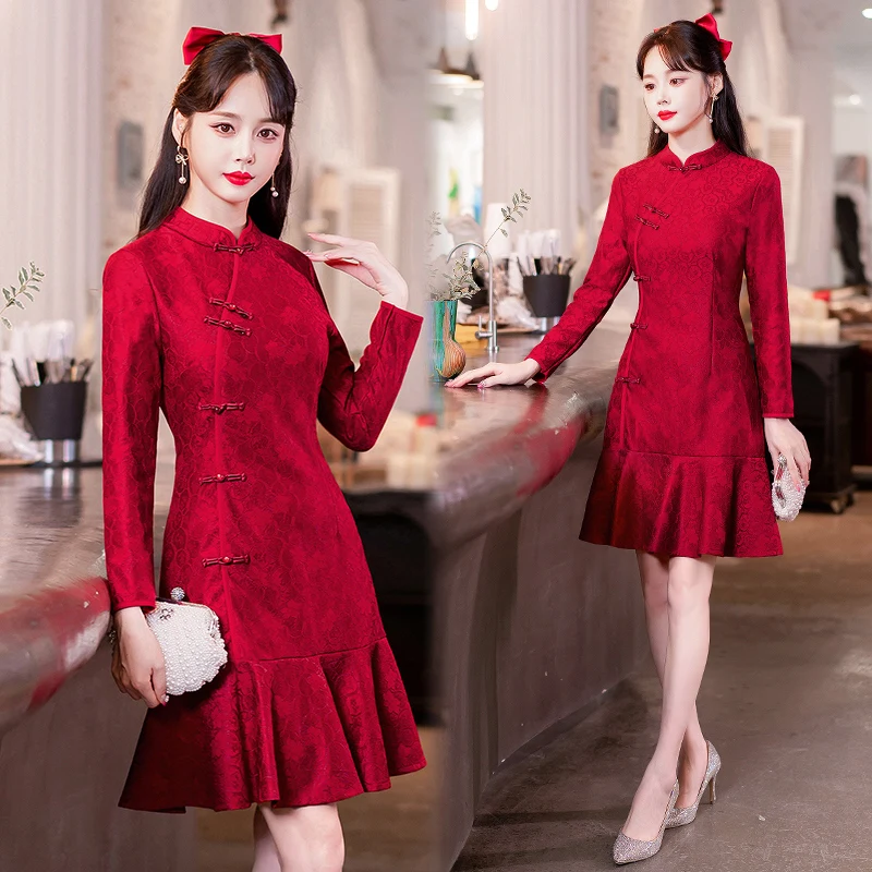 Modern Red Cheongsam