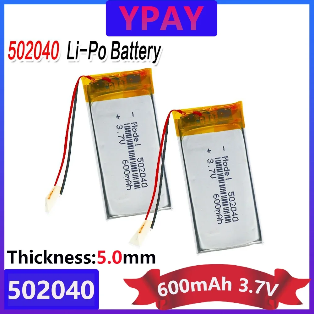 1-10-Pcs-New-3-7V-502040-600mAh-Li-ion-Battery-Rechargeable-600mAh ...