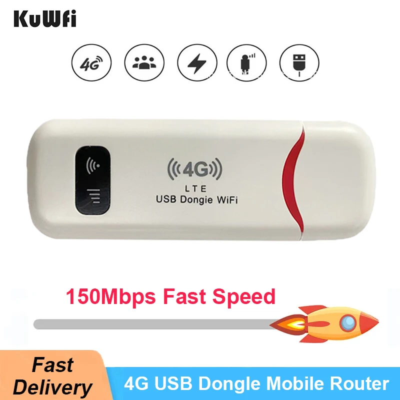 KuWfi 4G USB Dongle Mobile Router 150Mbps Wilress Router Modem Portable ...