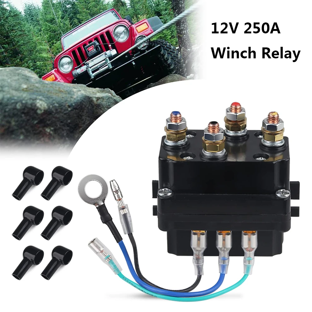 Universal-12V-24V-250A-Winch-Remote-Contactor-Winch-Control-Solenoid-Relay-Twin-Wireless-Remote ...