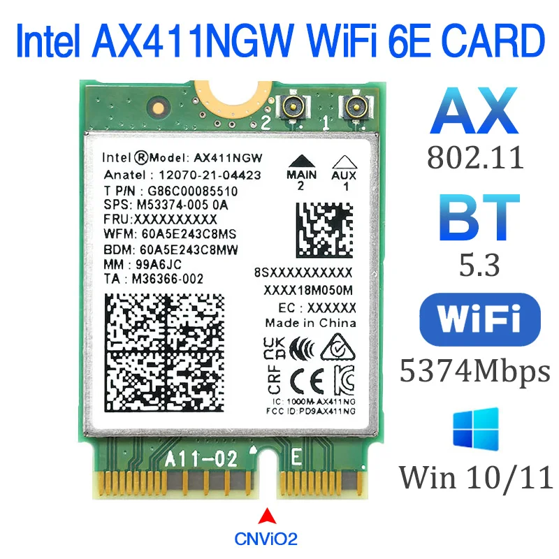 Wi-Fi 6E AX411 AX411NGW WIFI network card CNvio2 802.11ax 2.4/5/6GHz ...
