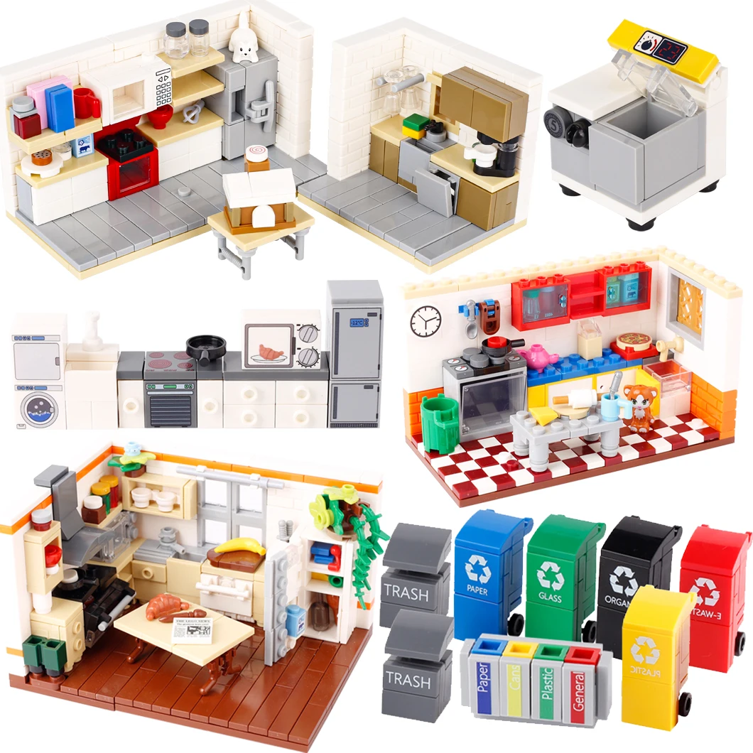 MOC-Home-Kitchen-Room-Building-Blocks-Kit-Liquor-Pizza-Bar-Counter ...