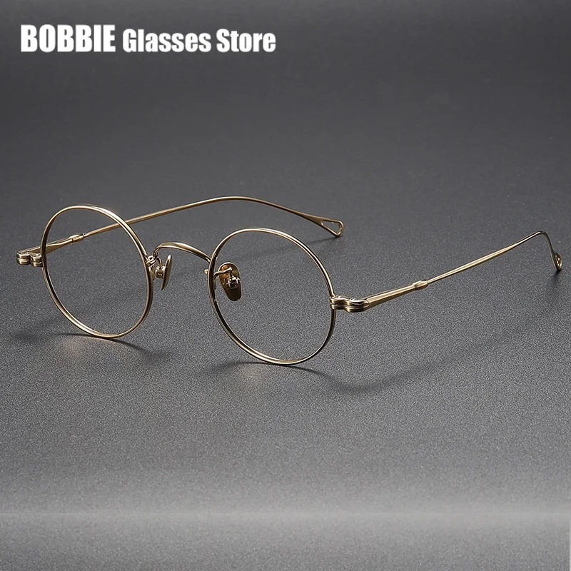 Japanese-Retro-Small-Round-Eyeglasses-Pure-Titanium-Ultra-light-Men ...