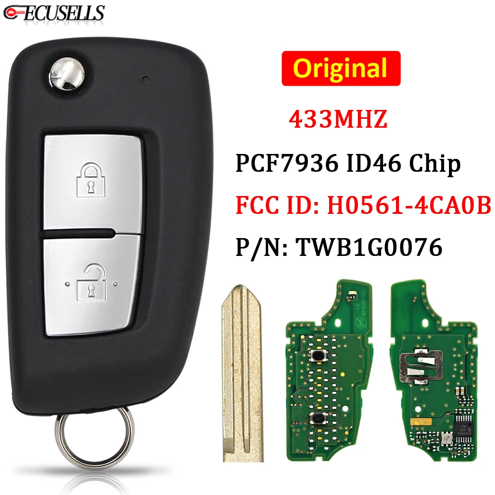 Original-2-bot-o-remoto-carro-chave-fob-433mhz-com-pcf7936-hitag-2-id46 ...