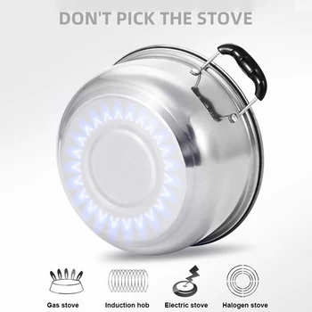 Double Bottom Stockpot Non-Stick Induction Cookware 5pcs/set Stainless ...