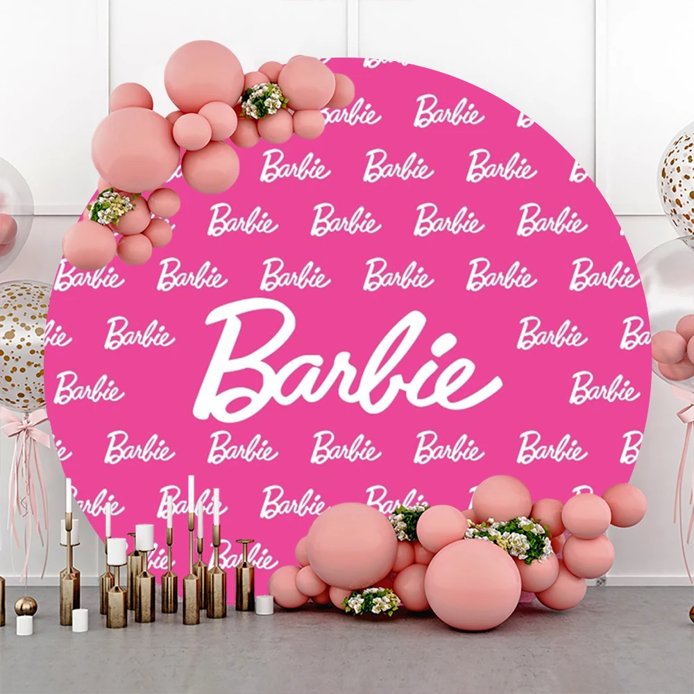 Pink-Barbie-Round-Backdrop-Background-For-Photography-Baby-Shower ...