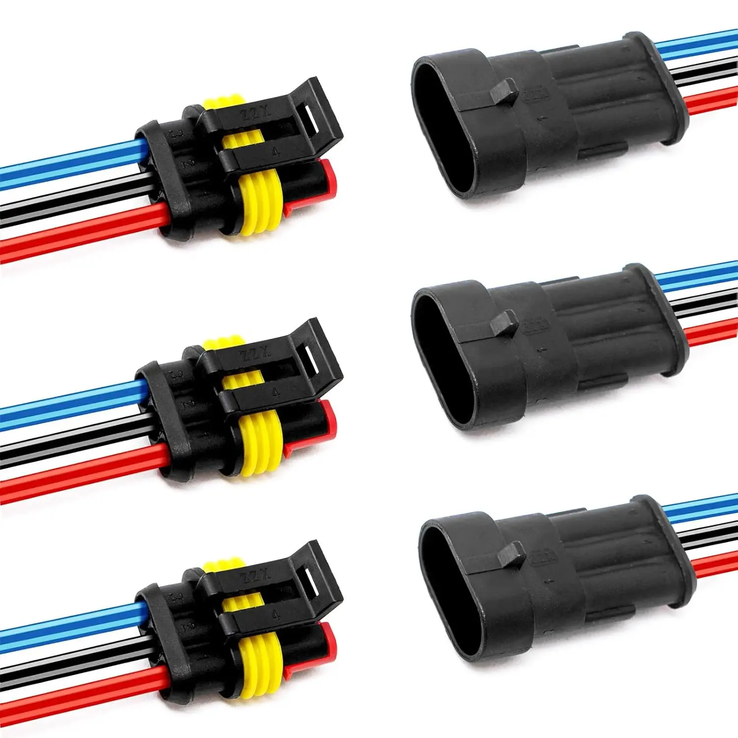 Connecteurs de fil électrique à 3 broches, prise mâle et femelle ...