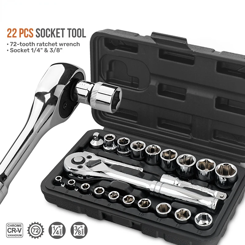 22pcs-Automotive-Tool-Set-Ratchet-Wrenches-Sockets-Car-Repair-Tool-Key-Set-Screwdriver-Anti ...