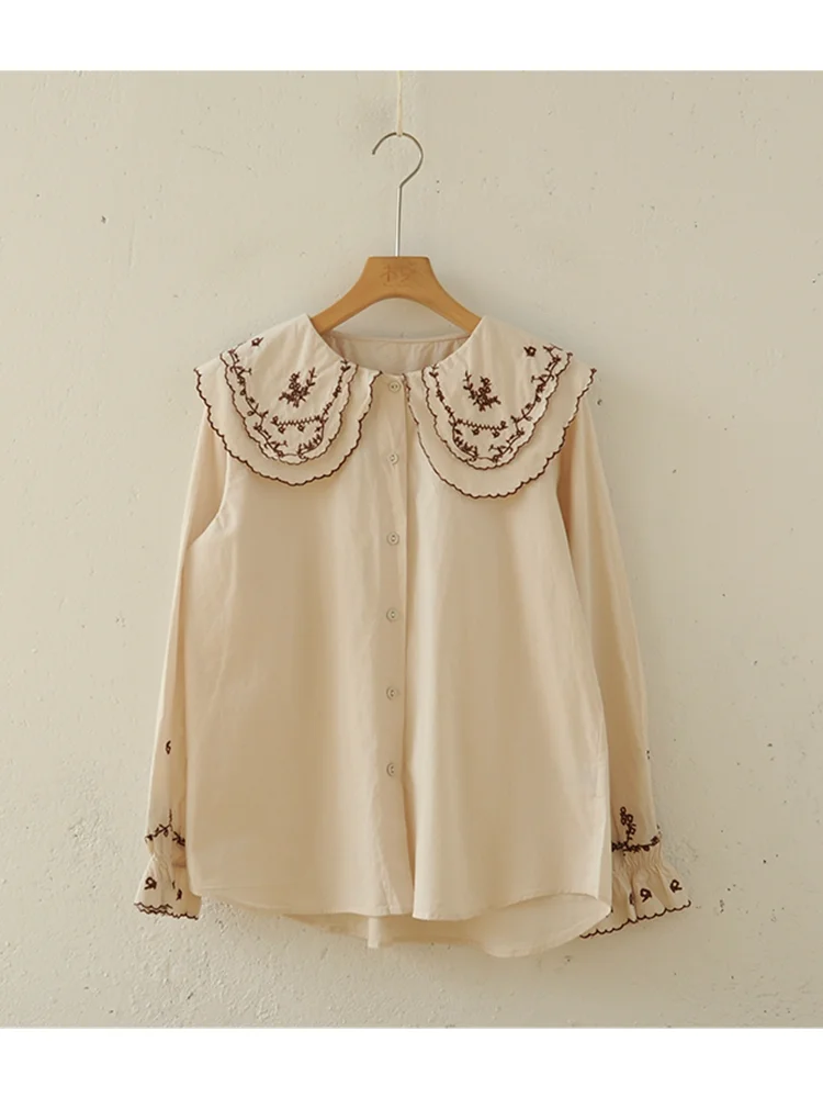 Lamtrip-Unique-Retro-Double-Layers-Peter-Pan-Collar-Long-Sleeve-Cotton-Shirt-Blouse-Mori-Girl ...