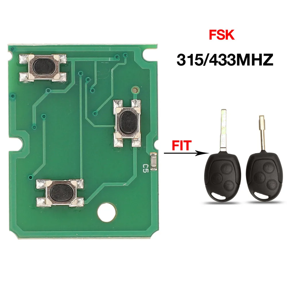 jingyuqin-3BTN-Remote-Car-Key-Circuit-Board-433Mhz-315Mhz-Fob-For-Ford ...