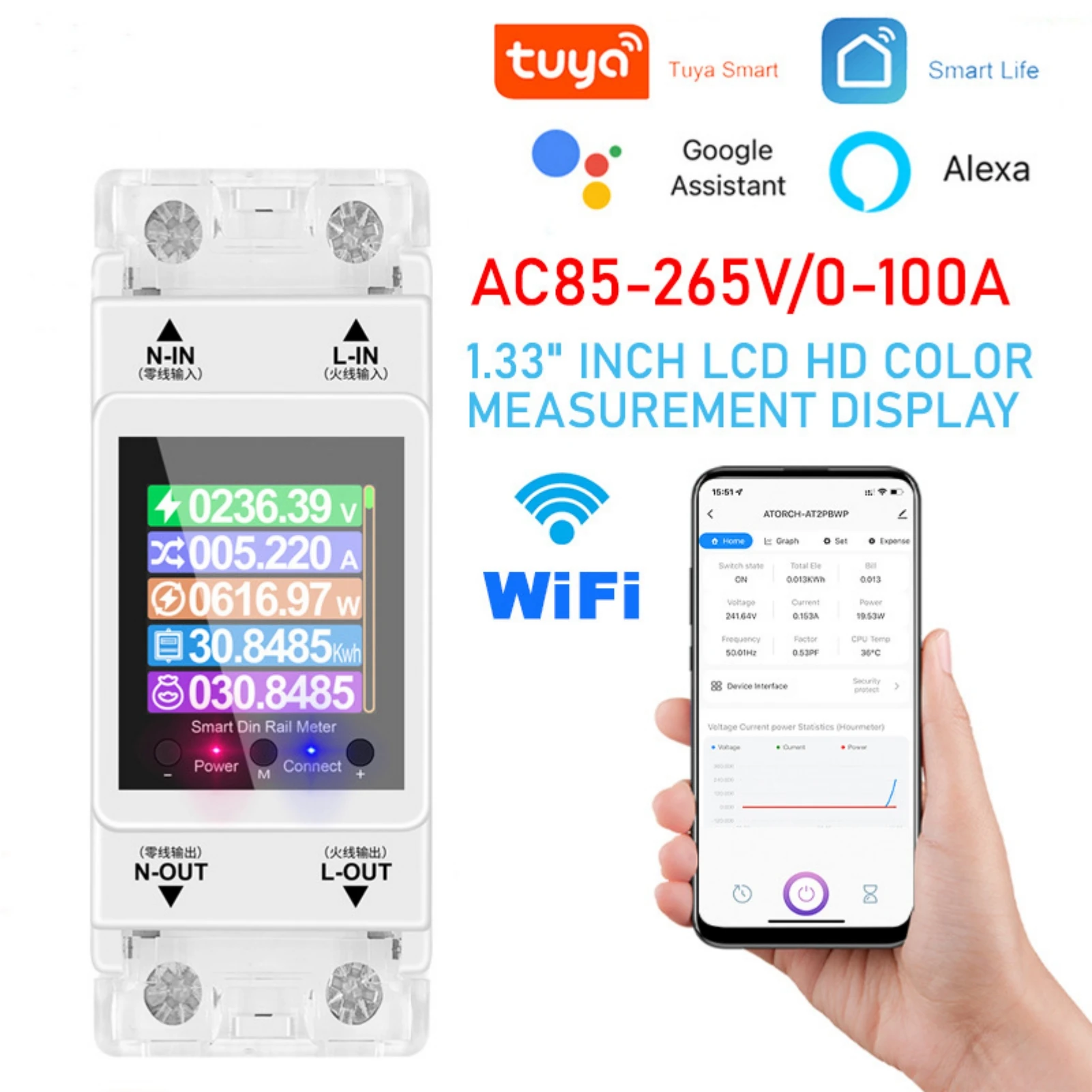 AC85-265V-100A-Smart-Single-Phase-Energy-Meter-WiFi-Power-Electricity ...