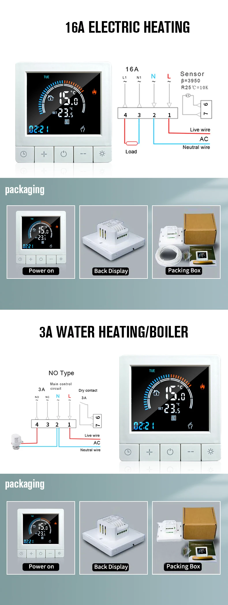 Thermostat Régulateur,Thermostat intelligent WiFi,chauffage au sol électrique,eau,gaz ...