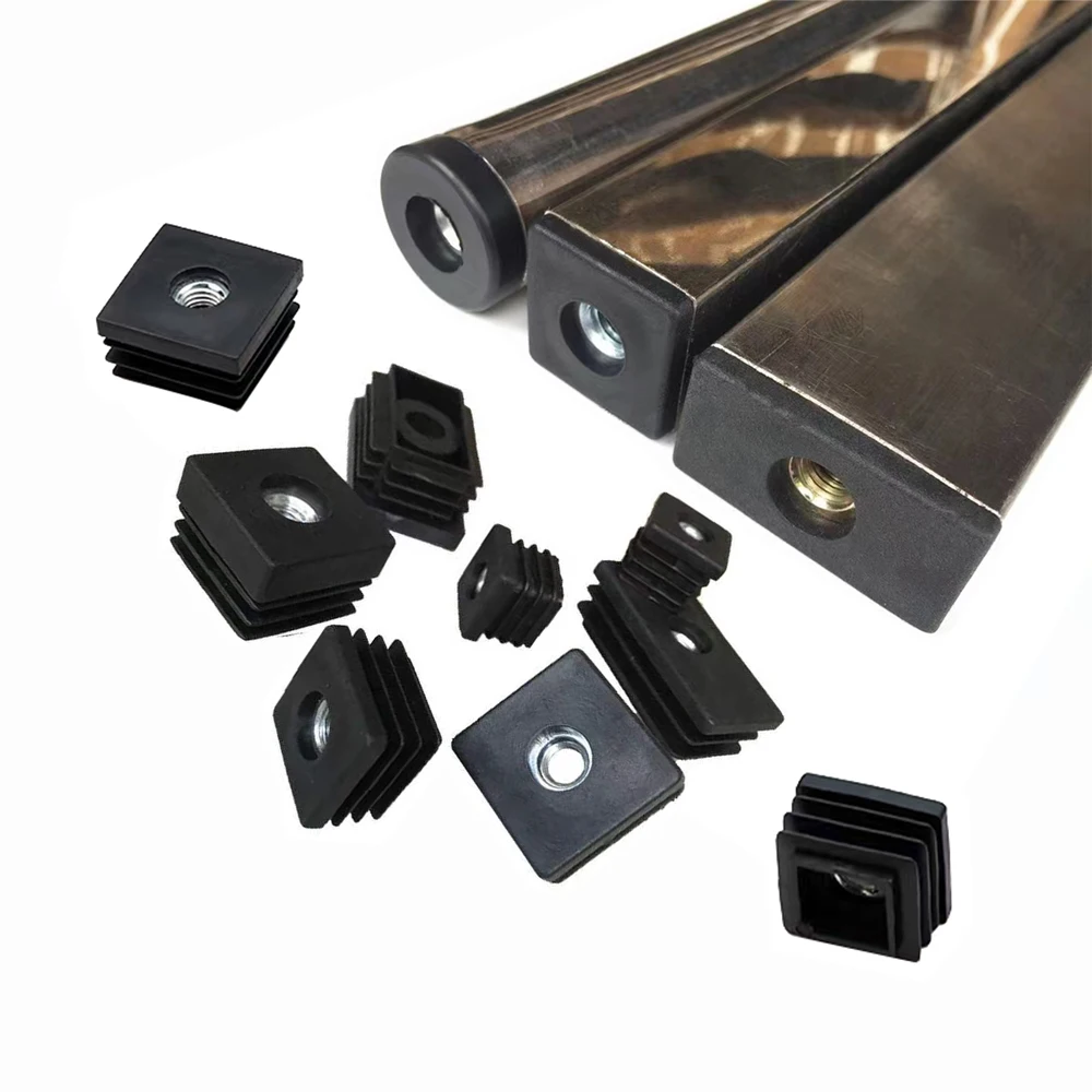 2-4-8-10Pcs-Square-Pipe-Plugs-With-M6-M8-Nut-Hole-20x20mm-Black-White ...