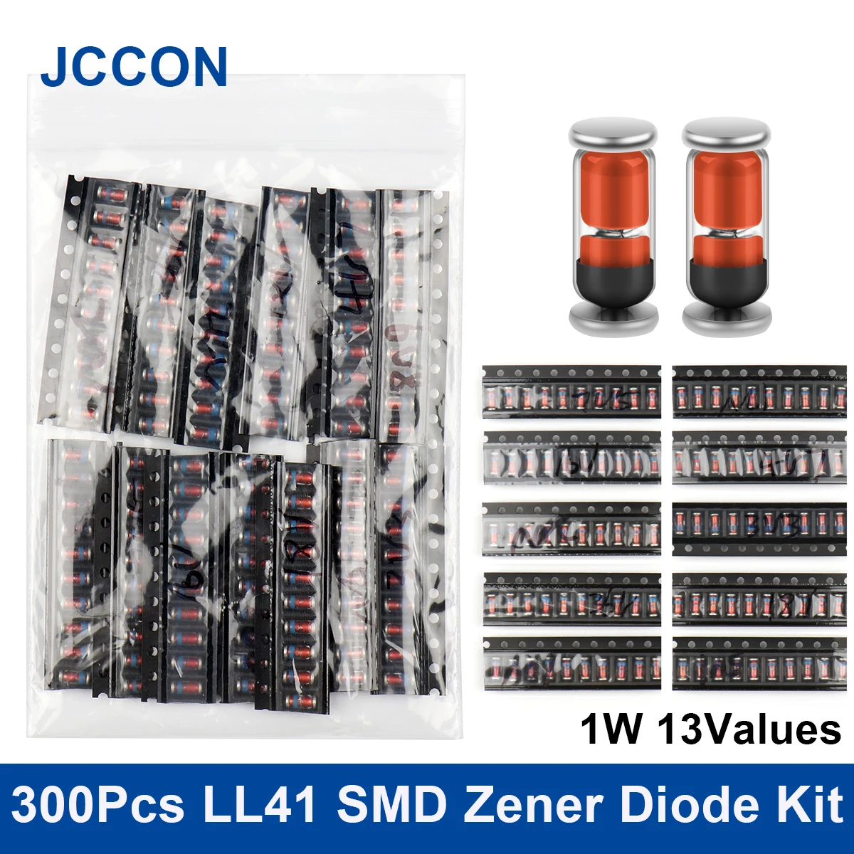 130pcs/lot Ll41 Smd Zener Diode Assorted Kit 1w 3v3-36v 13values X ...