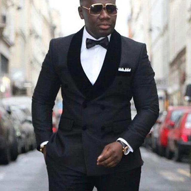 All Black Suit White Bow Tie
