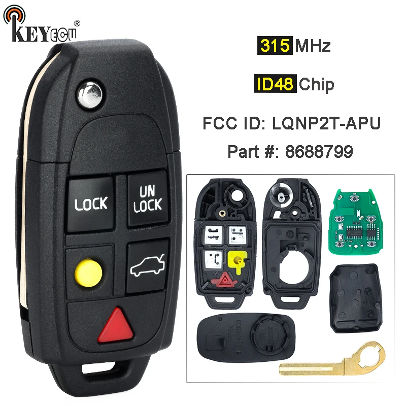 KEYECU-315MHz-ID48-Chip-FCC-ID-LQNP2T-APU-Part-8688799-Flip-Remote-Key ...
