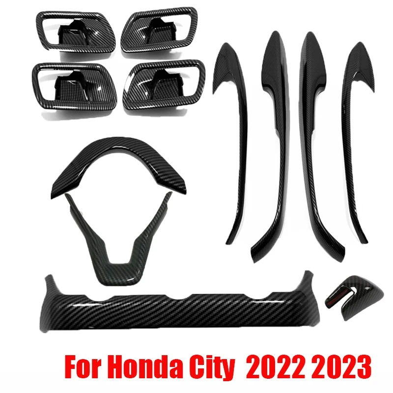 For-Honda-City-2022-2023-Interior-Accessories-ABS-chrome-Red-carbon ...