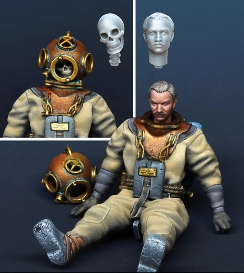 1/35 Scale Die-Cast Resin Figure Model Kit WWII German Diver with 2 ...