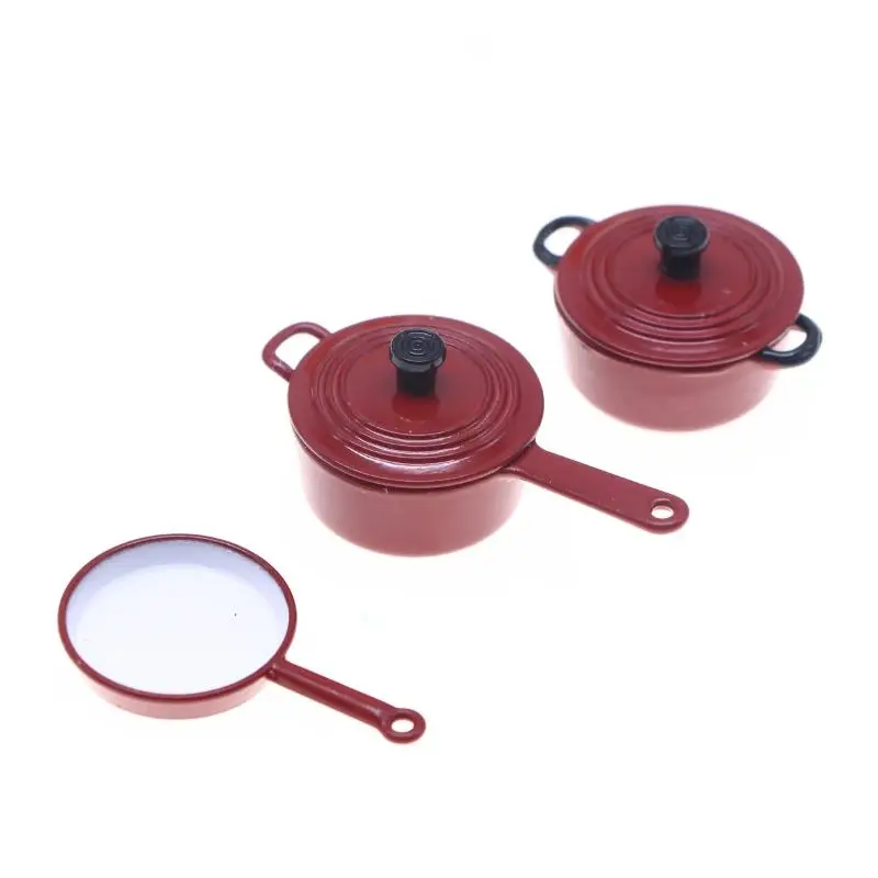 3Pcs Miniature Cookware Cooking Set Dollhouse Accessories 1:12 Alloy ...