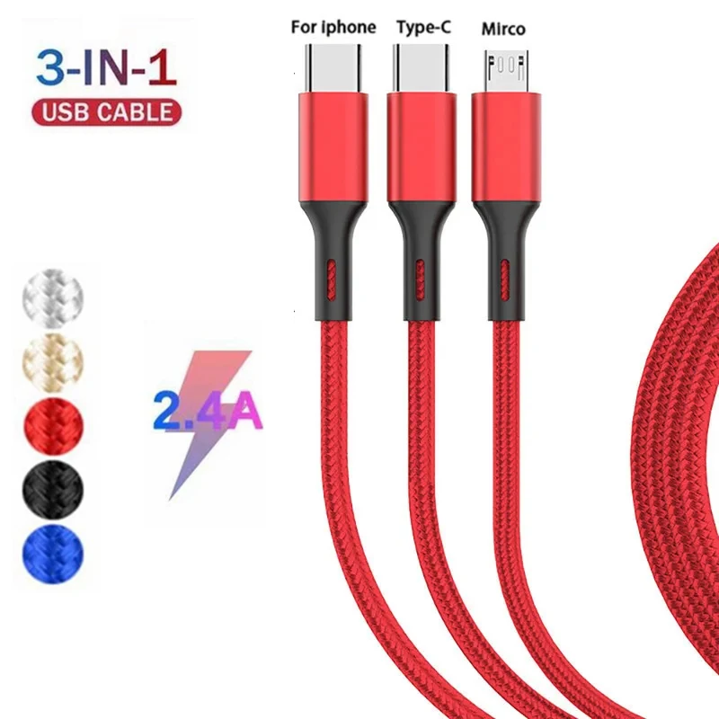 3-In-1-USB-Fast-Charging-Cable-Micro-USB-Type-C-iOS-Multi-Charger-Cable ...