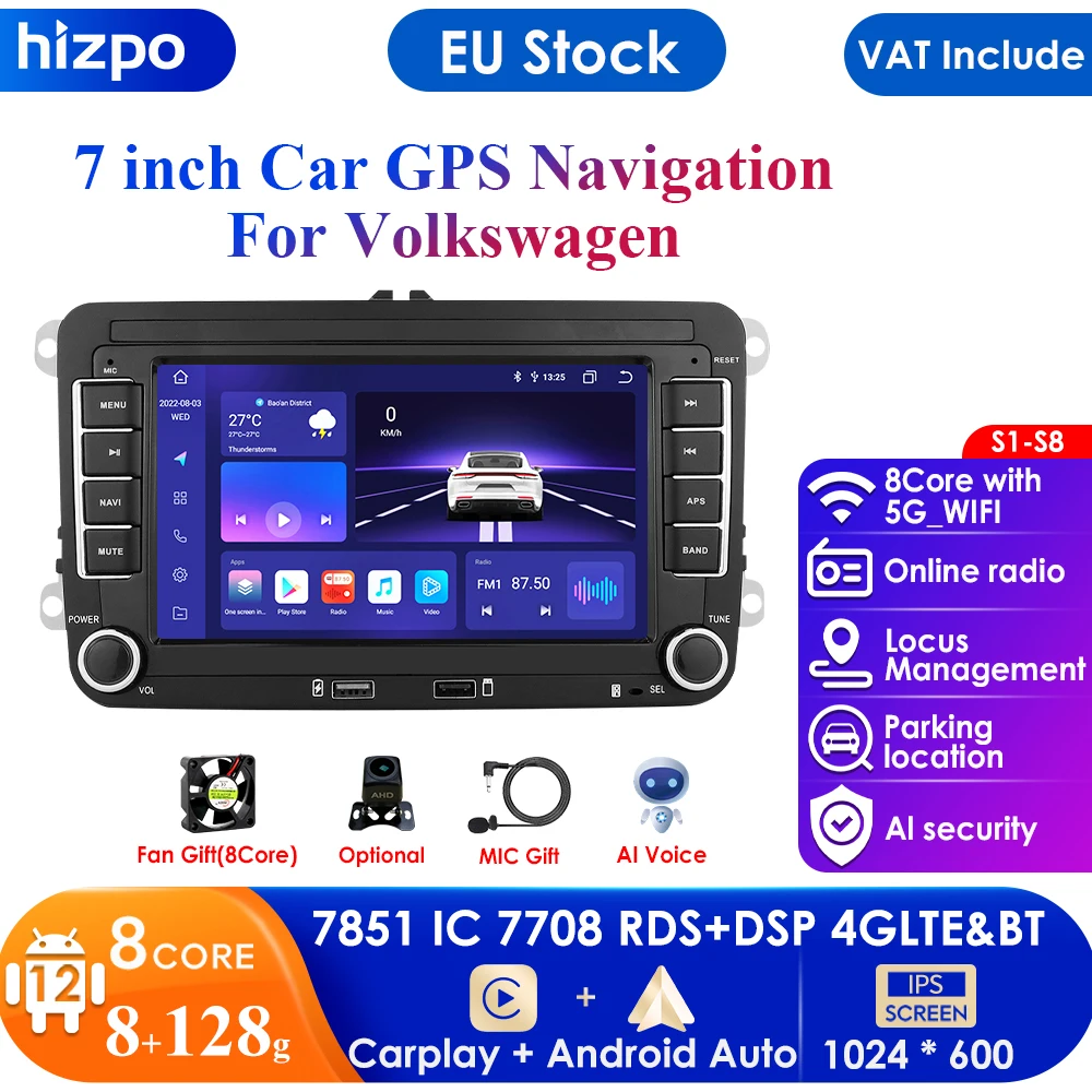 Carplay Android 10 Car Radio Gps For Vw Polo Golf 5 6 Plus Passat B6 ...