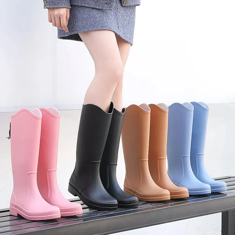 Botas-de-chuva-imperme-veis-antiderrapantes-para-mulheres-slim-fit-tubo ...