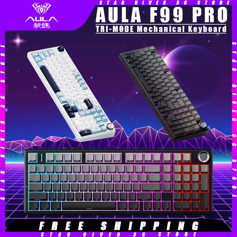 AULA-F99-PRO-Mechanical-Keyboard-Three-Mode-Wireless-Function-Knob-Hot ...