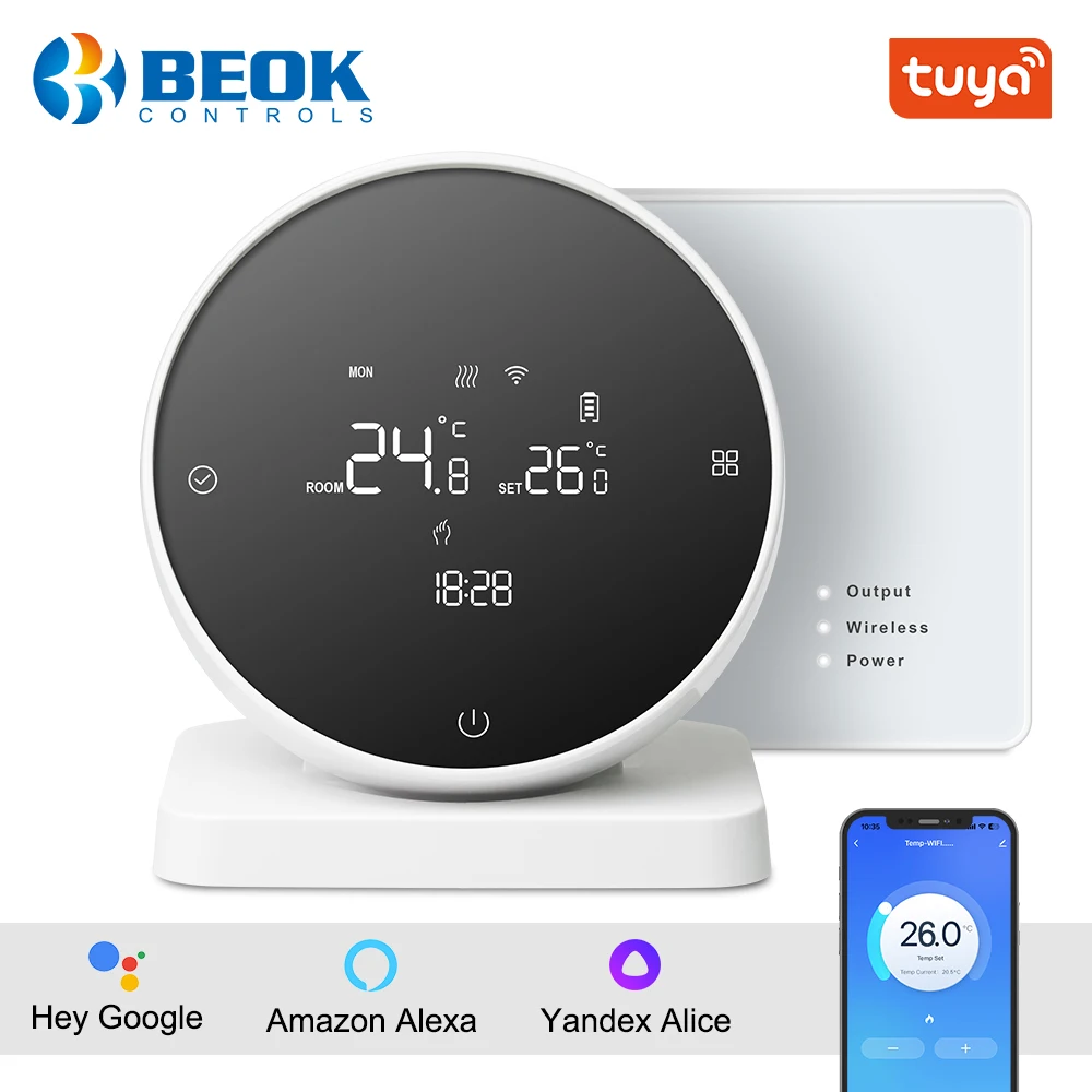 Beok Wireless Thermostat for Gas Boiler Tuya Smart WIFI Temperature ...