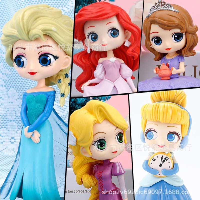 Disney-Q-Version-Princess-Figurine-Doll-Cinderella-Elsa-Anna-Alice-Ice ...