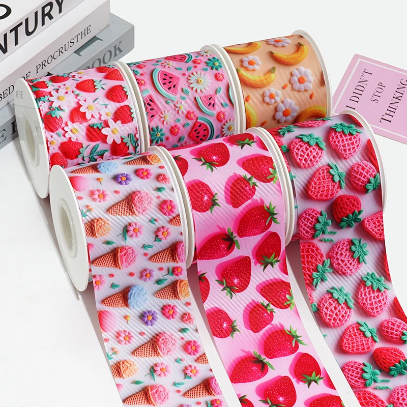 5-Yards-1-25MM-38MM-Strawberries-watermelons-bananas-Grosgrain-Ribbons ...