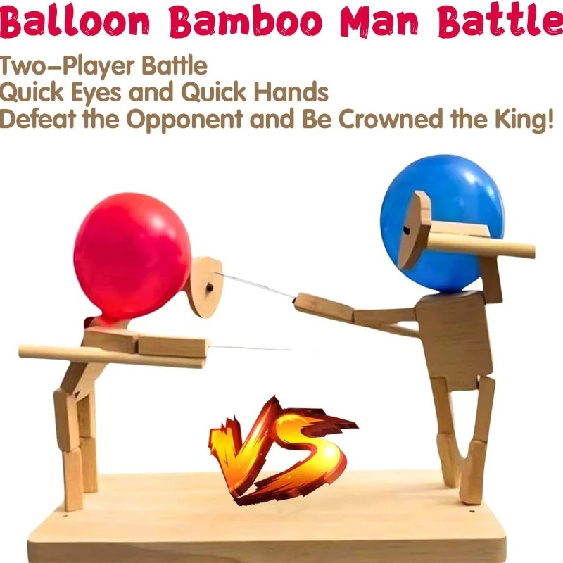 Fun-Balloon-Bamboo-Man-Battle-Handmade-Wooden-Fencing-Puppets-Balloon ...