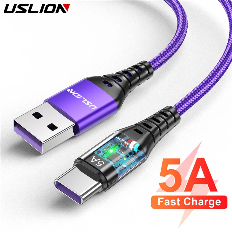 USLION-5A-USB-Type-C-Cable-Micro-USB-Fast-Charging-For-Samsung-S22 ...