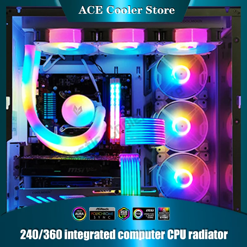 240 360 1700 CPU AIO Water Cooler Computer 120mm Fan Radiator For Intel ...