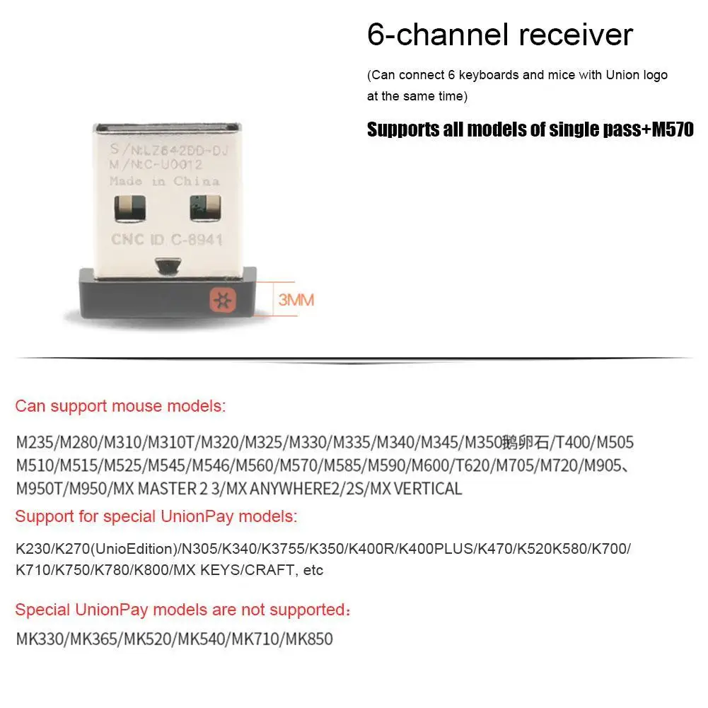 New Wireless Dongle Receiver Unifying USB Adapter for Logitech Mouse ...