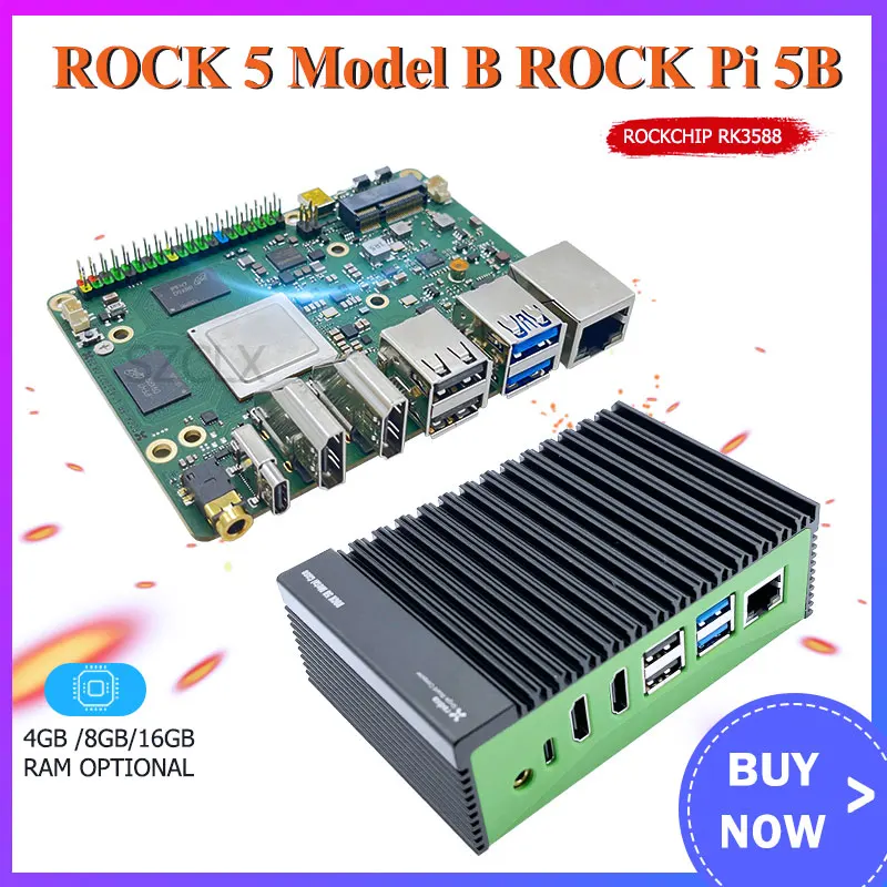 Radxa ROCK 5 Modelo B ROCK Pi 5B Rockchip RK3588 SBC Quad Core A76 2,4 GHz + Quad Core A55 1,8 ...