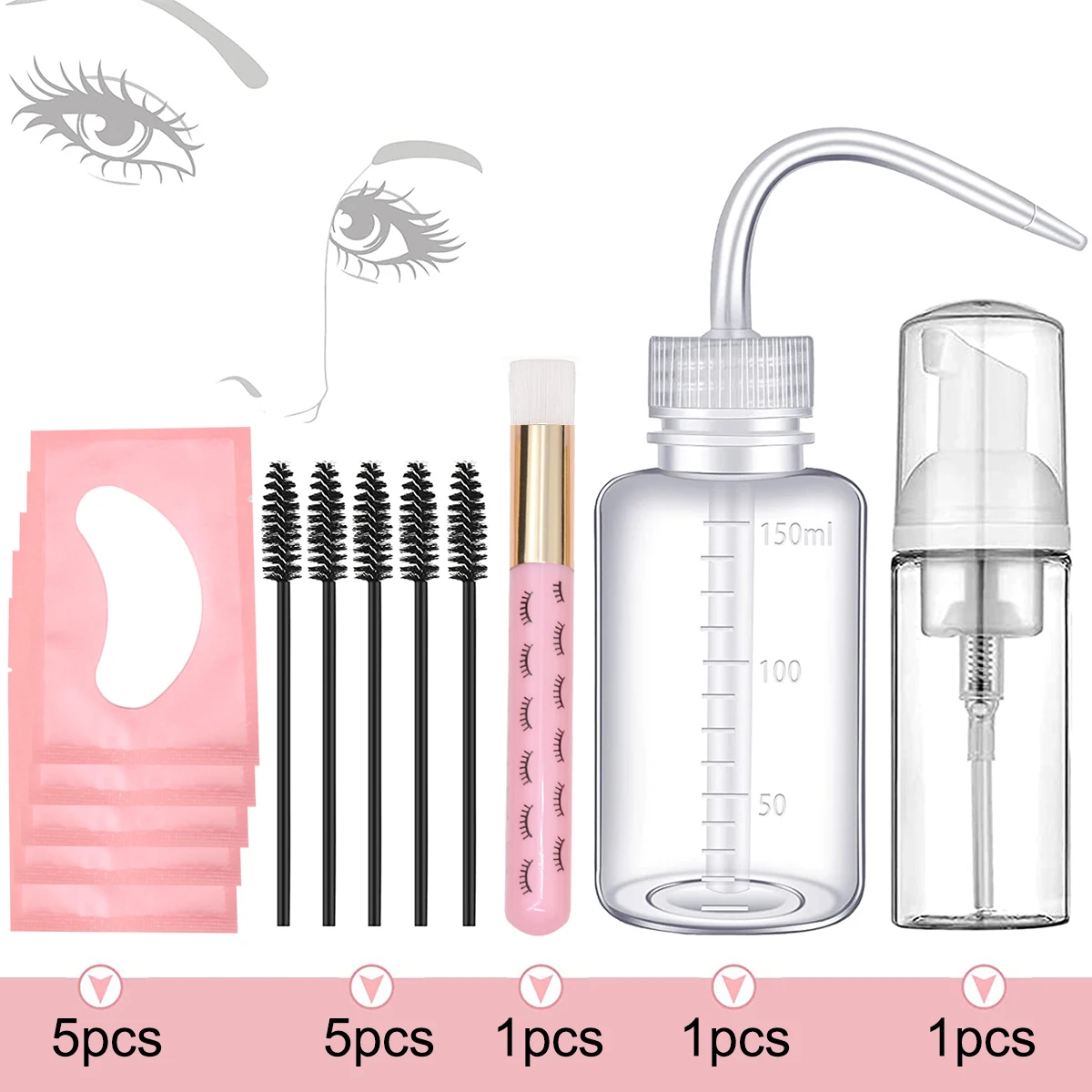 13Pcs-Eyelash-Extension-Cleaning-Kit-5-in-1-Lash-Shampoo-Brush-Soap ...